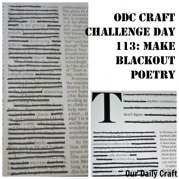 Make Blackout Poetry {Craft Challenge, Day 113} - Our Daily Craft