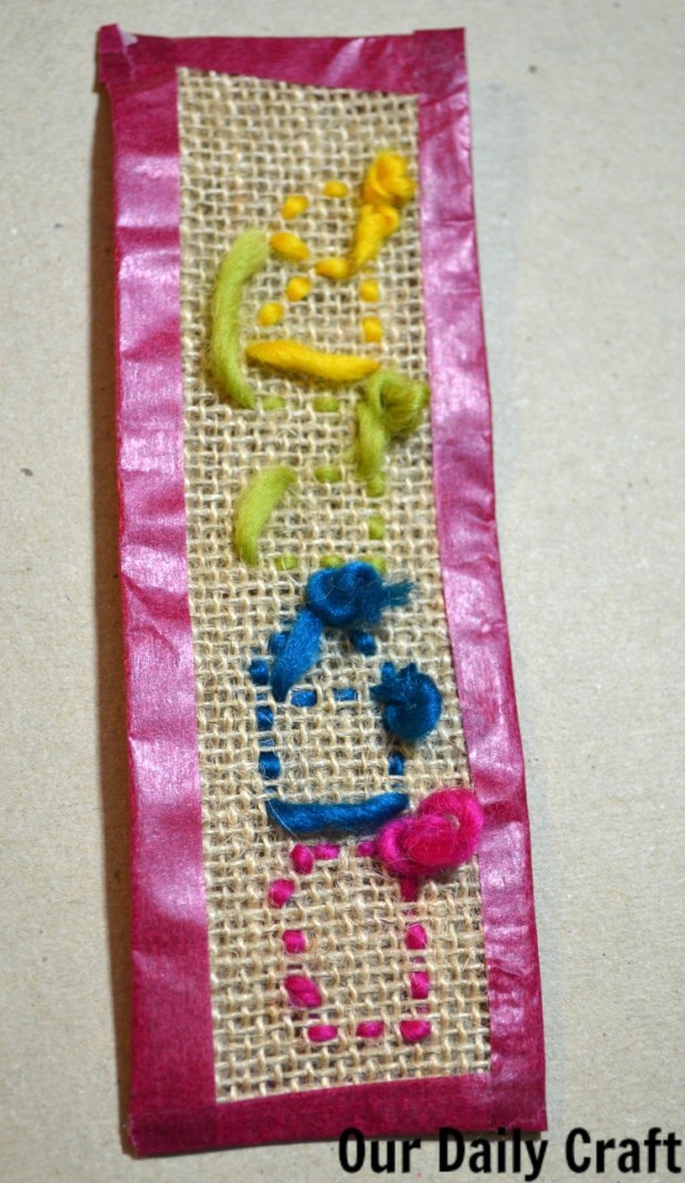 Stitch a Burlap Bookmark