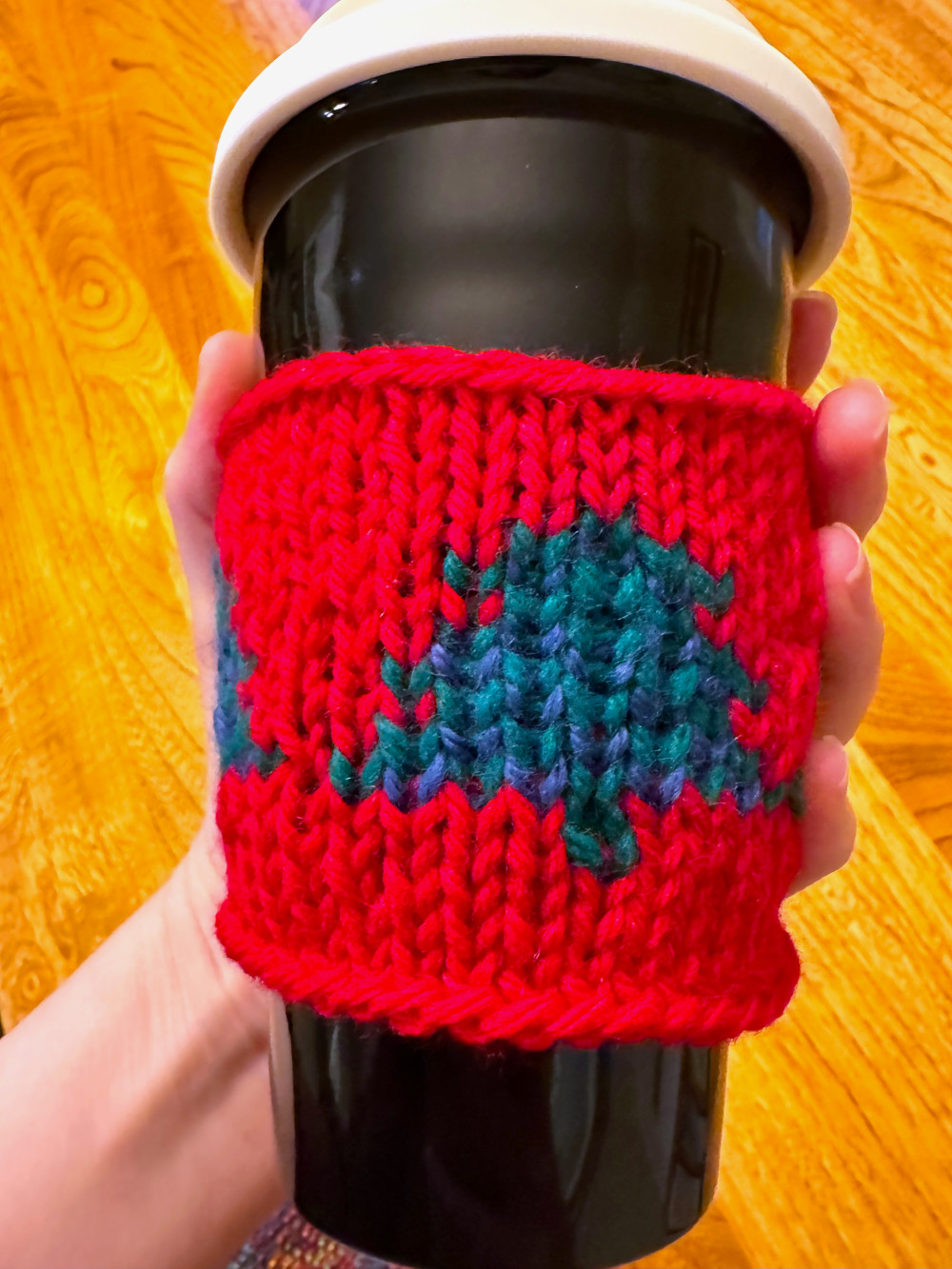 Stranded Knit Coffee Cup Sleeve - Our Daily Craft