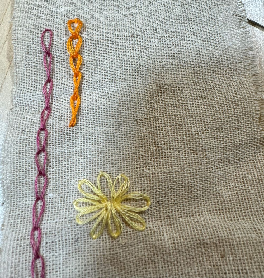 How to Make Chain Stitch and Lazy Daisy Embroidery - Our Daily Craft