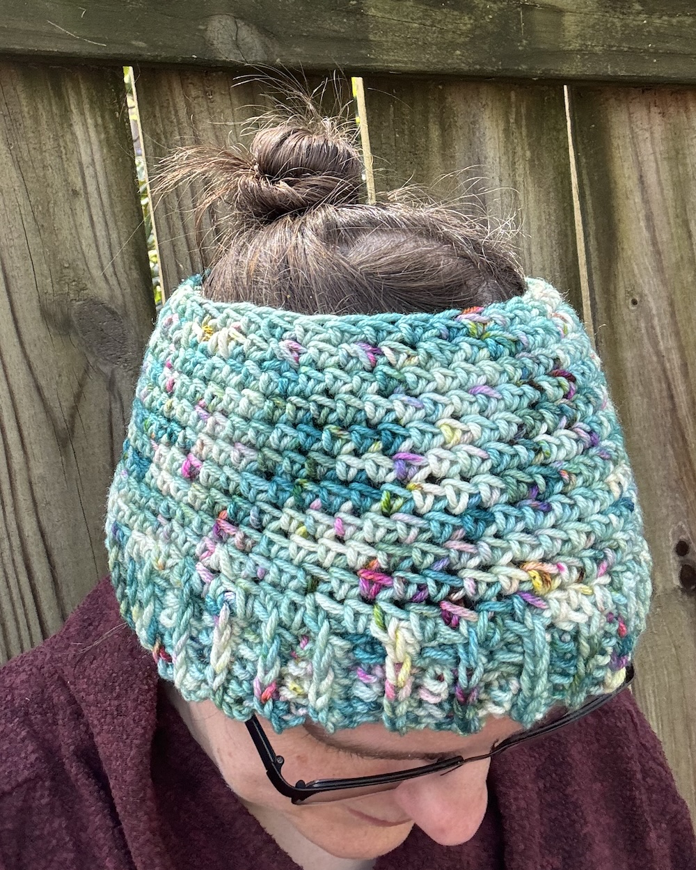 Eureka Messy Bun Hat Crochet Pattern - Our Daily Craft