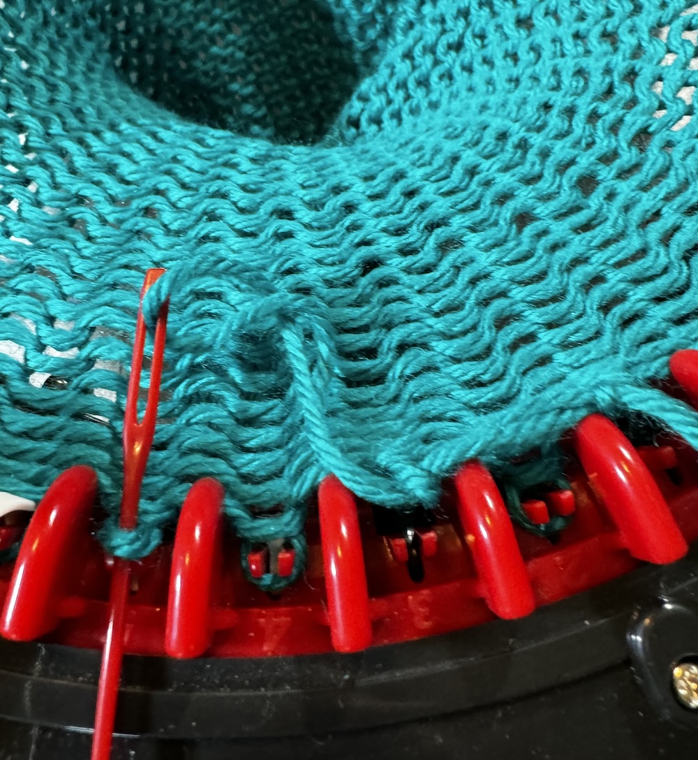 Knit a Dropped Stitch Scarf on the Circular Knitting Machine - Our ...