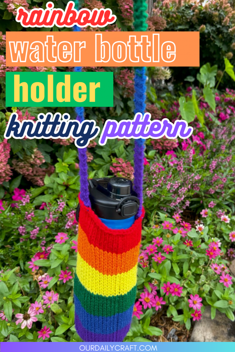 Rainbow Water Bottle Carrier Knitting Pattern - Our Daily Craft