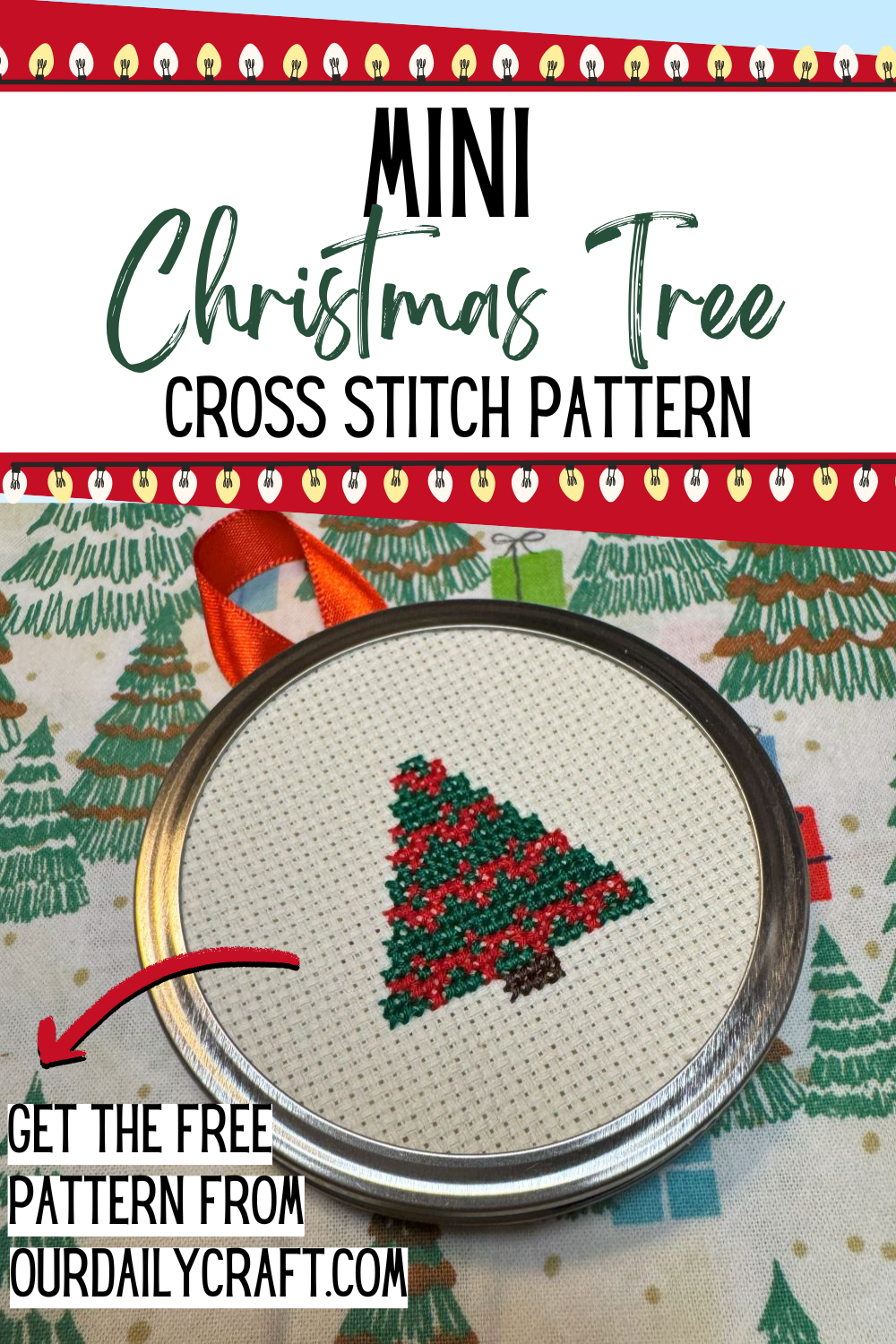 Mini Christmas Tree Cross Stitch Pattern - Our Daily Craft