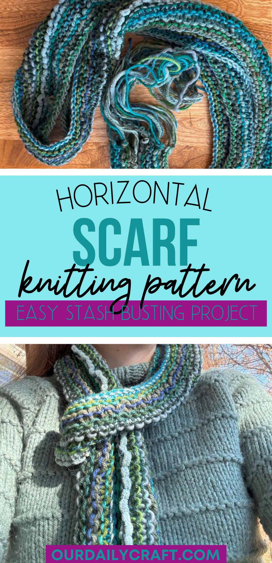 Horizontal Garter Stitch Scarf - Our Daily Craft