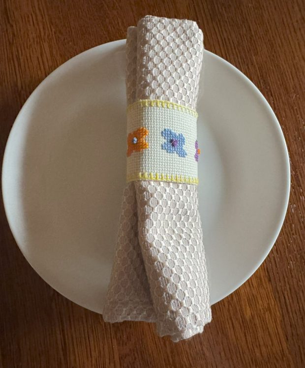 Cross Stitch Napkin Rings - Our Daily Craft