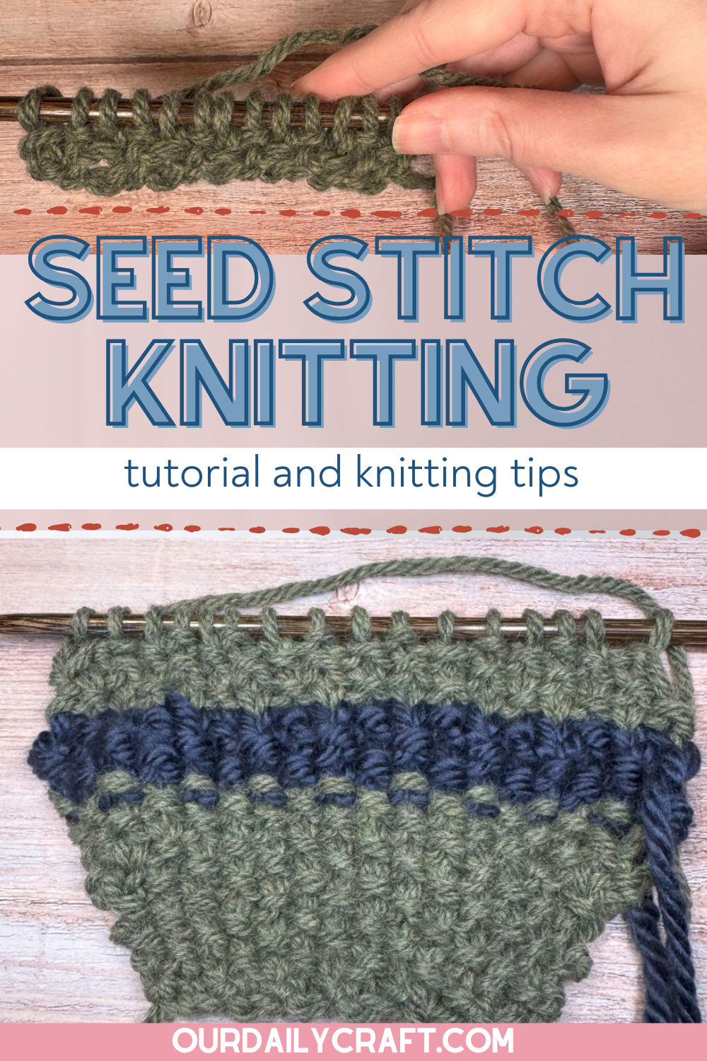 Seed Stitch Knitting Tutorial - Our Daily Craft