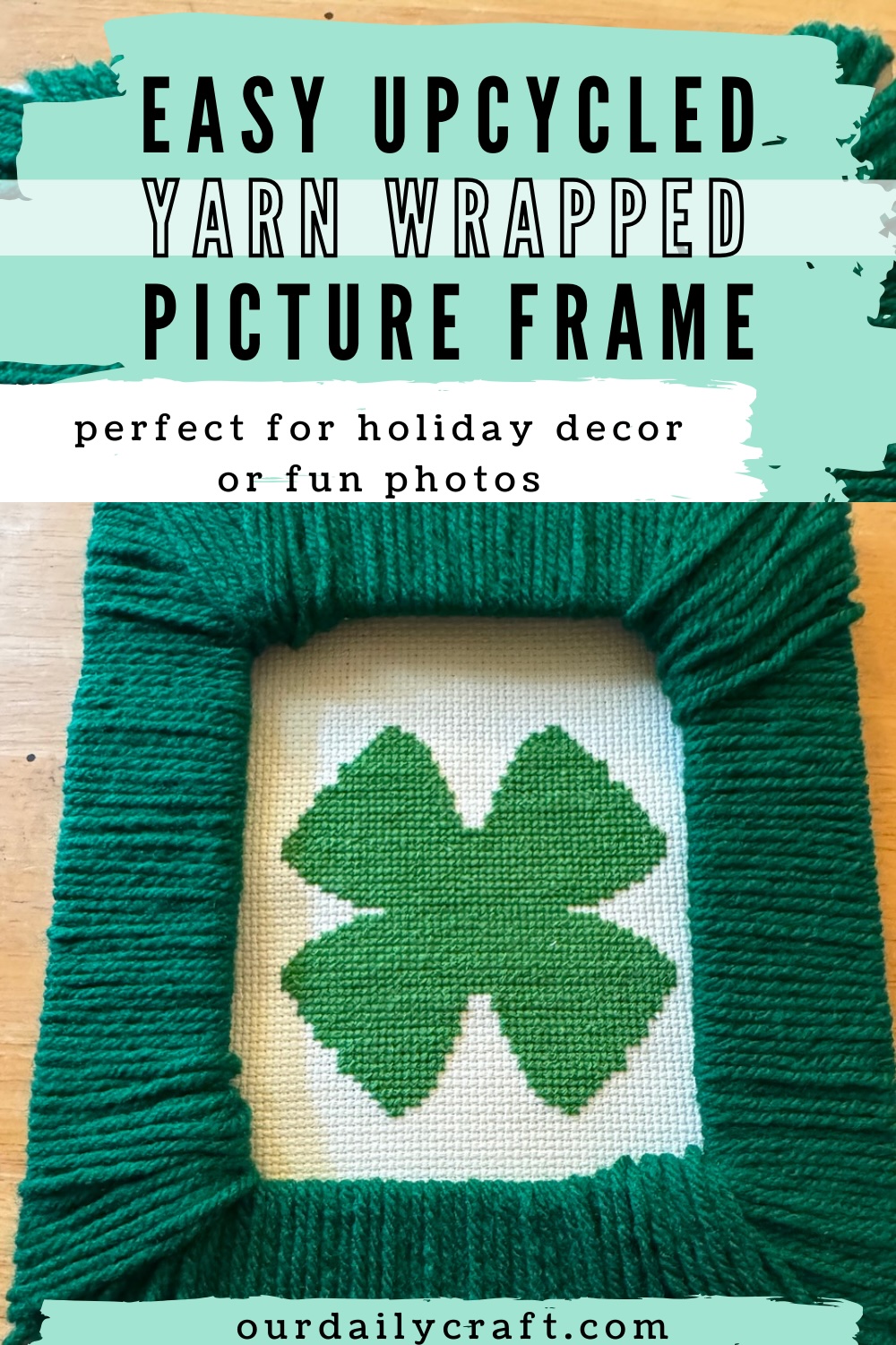 Upcycled Yarn Wrapped Picture Frame - Our Daily Craft